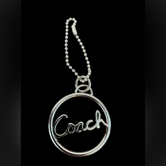 Coach | Bags | Coach Round Script Signature Silver Metal Hangtag Charm ...
